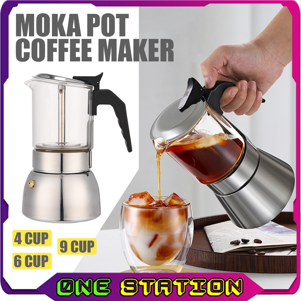 Moka Pot Coffee Maker Steel Moka Pot Glass Moka Pot Cofee Maker Camping ...