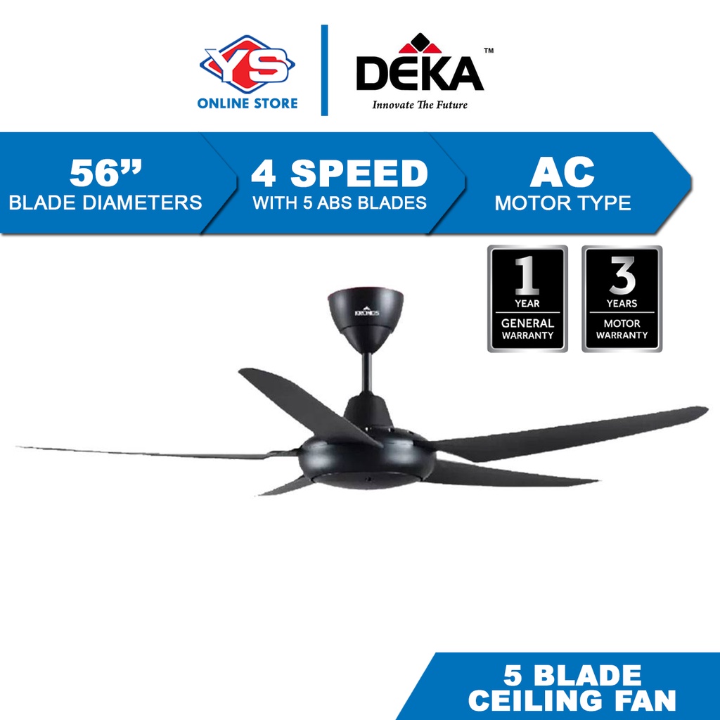 Deka 4 Speed 5 Speed 5 Blade Remote Control AC Motor Ceiling Fan XR5 ...