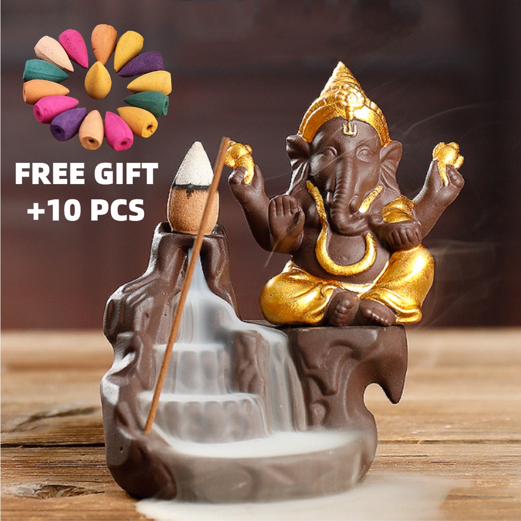 Indian Ganesha Incense Burner (10pcs backflow coins free) Backflow ...