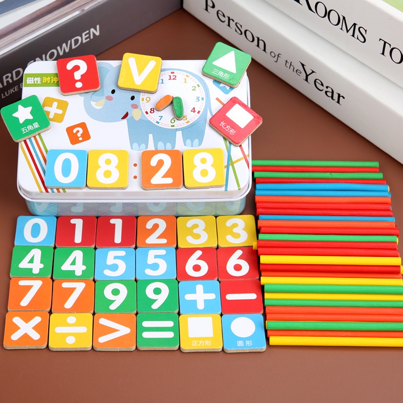 Number Blocks Learn Math Wooden Stick and Magnet Education Toys Mainan ...