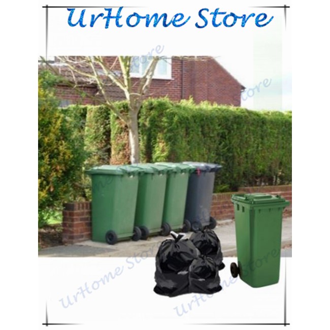 120L Large Garbage Bin with Wheels / Green Garbage Dustbin Outdoor ...