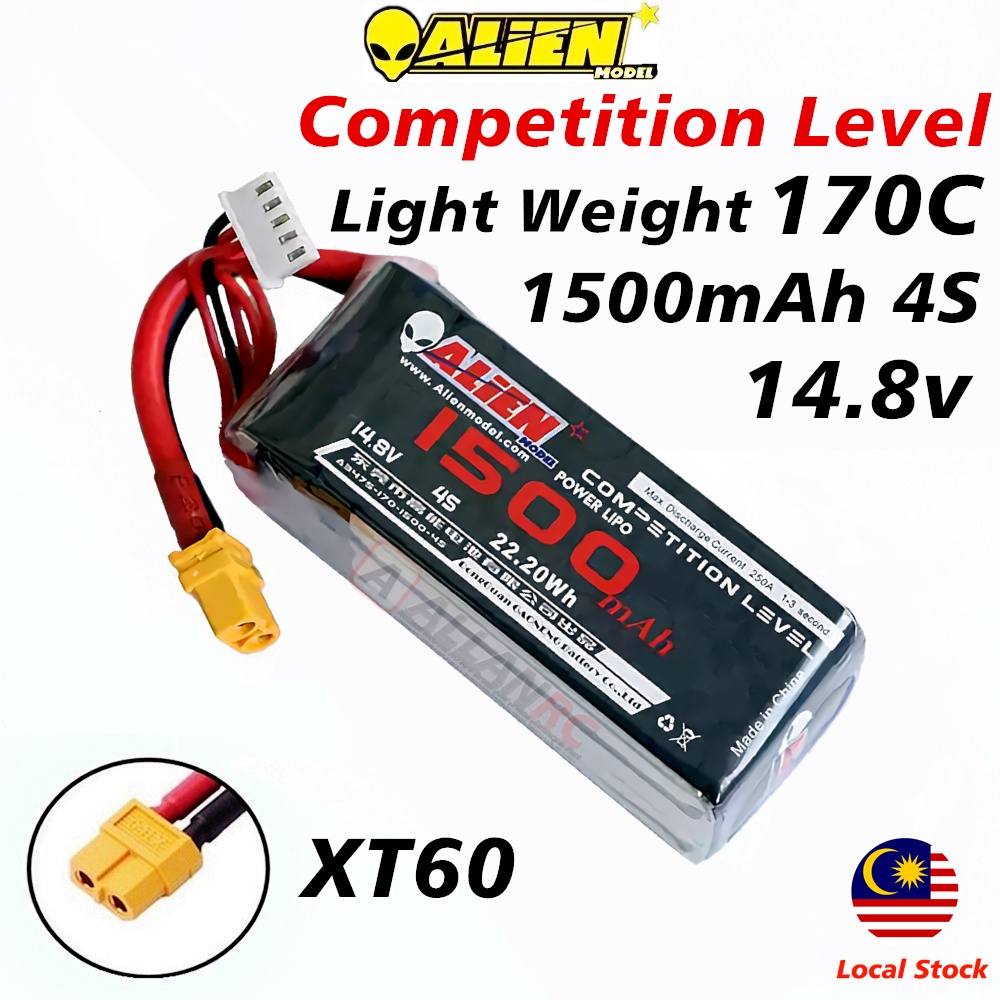 Alienmodel 4S 14.8V 1500mAh 130c/170c Competition Level Lipo Battery ...