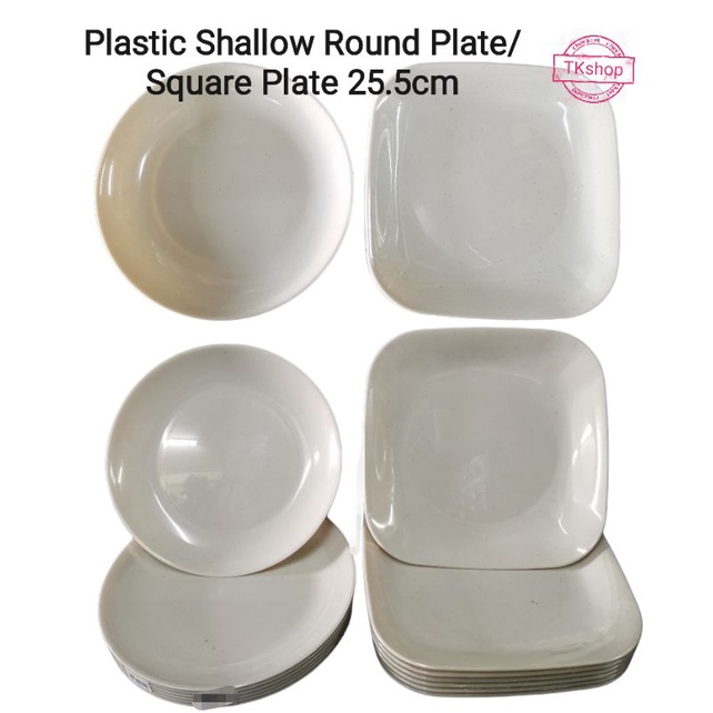 Plastic Shallow Round Plate/Square Plate 25.5cm(10Inch) | Shopee Malaysia