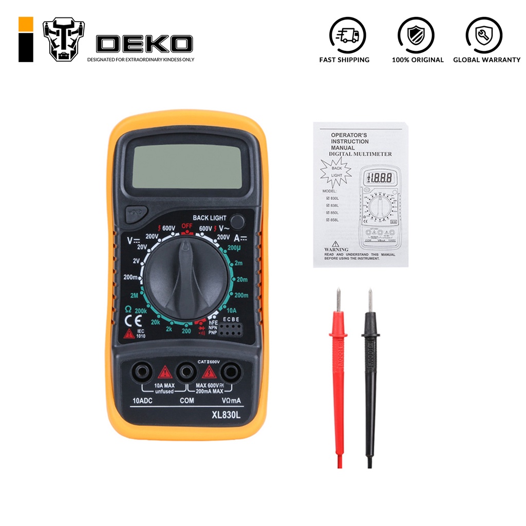DEKO High Quality Digital LCD Multimeter Backlight Data Voltmeter ...