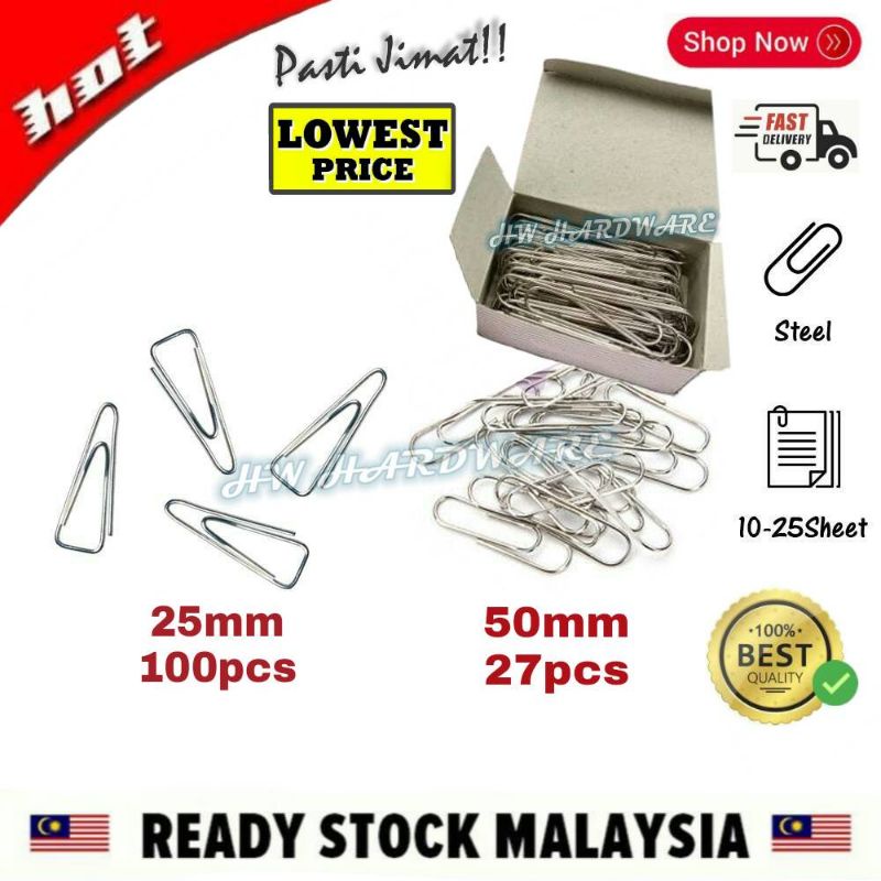Triangle / Round Paper Clip 25mm/ 50mm / Jumbo Clip Kertas Bulat / Segi ...