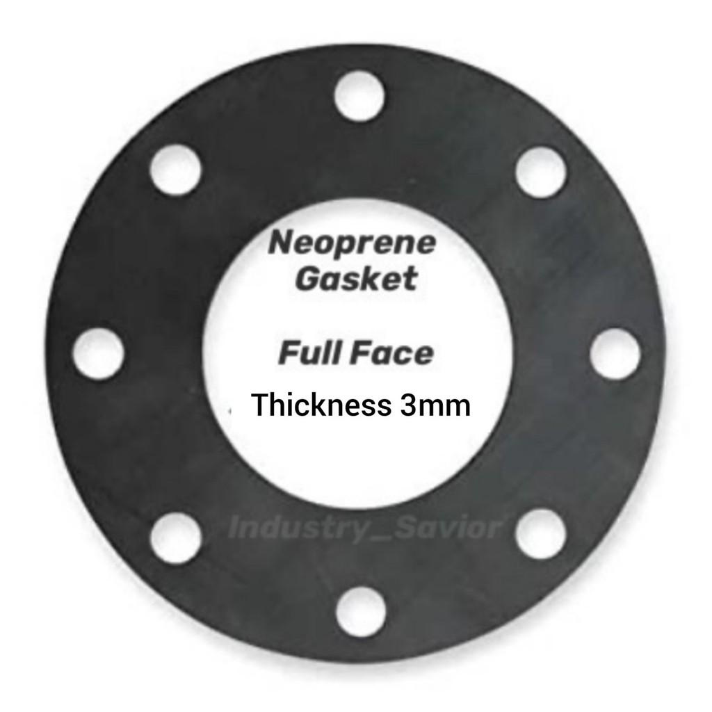 Neoprene Rubber Gasket Full Face 3mm thickness with 8 holes, Dia: 8mm ...