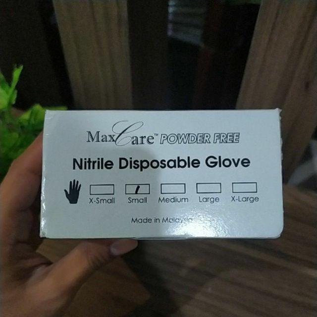 Nitrile Disposable Glove BRAND MAXCARE (Powder Free) | Shopee Malaysia