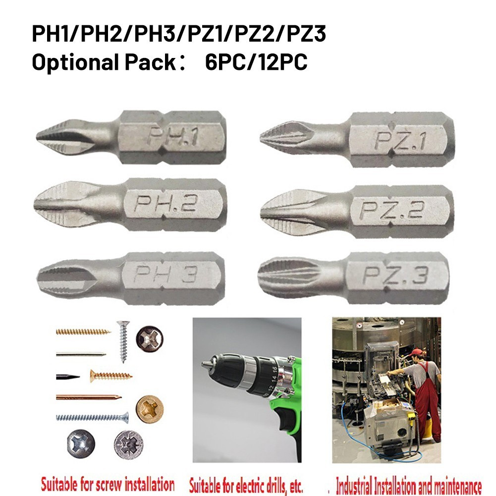 [DRHT] 6/12pcs Wear Resistance Alloy Steel Anti-Slip Bits PH1 PZ1 PH2 PZ2 PH3 PZ3 | Shopee Malaysia