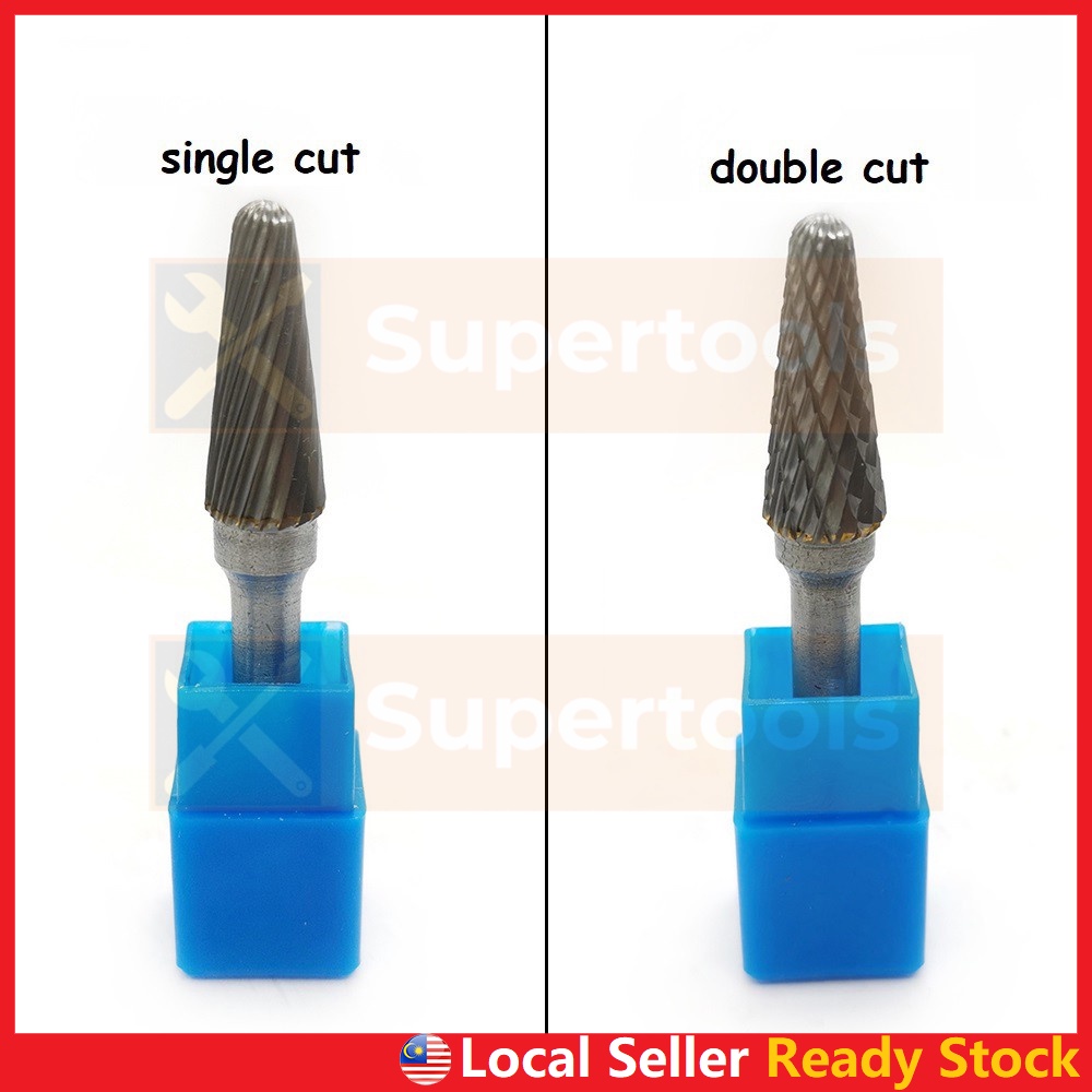1pcs 10x6mm Tungsten Carbide Burr 6mm Single Cut Double Cut Rotary ...