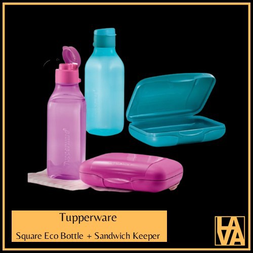 Tupperware Compact Lunch Set Pink/Blue 500ml Bottle(1) + Sandwich ...