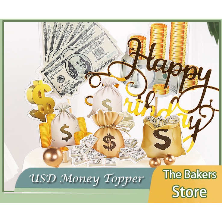 USD Money Cake Topper party Event Dessert Cupcake Decoration CT2067 ...