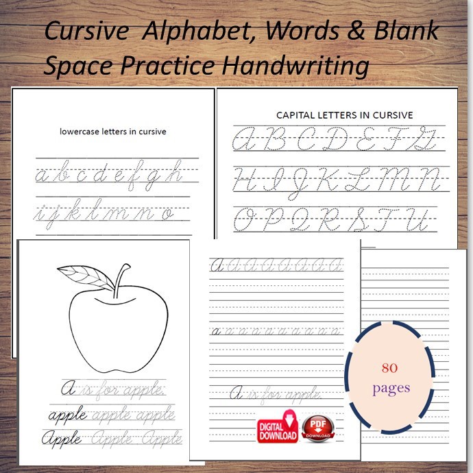 Cursive Alphabet, Words and Blank Space Practice Printable Worksheet ...