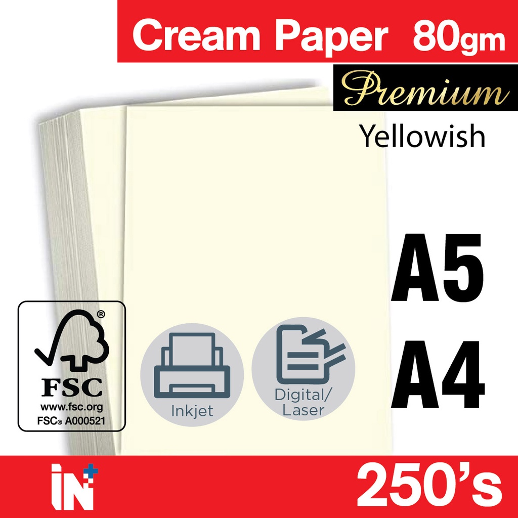 Cream Wood Free Paper 80gsm A3/A4/A5 paper Premium Book/Novel/Comic ...