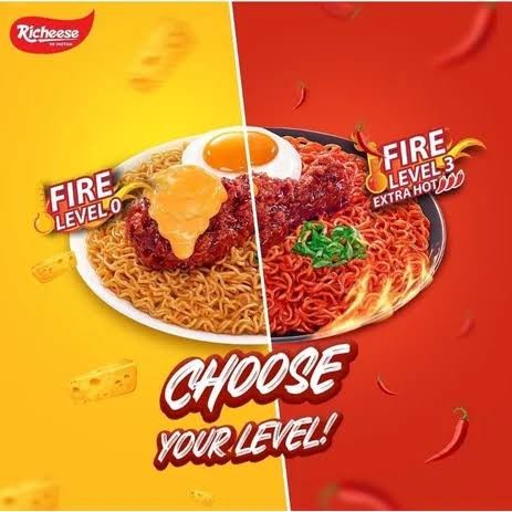 Richese Spicy Cheese Fried Ramen Noodles Level 0 / Level 3 / Instant ...