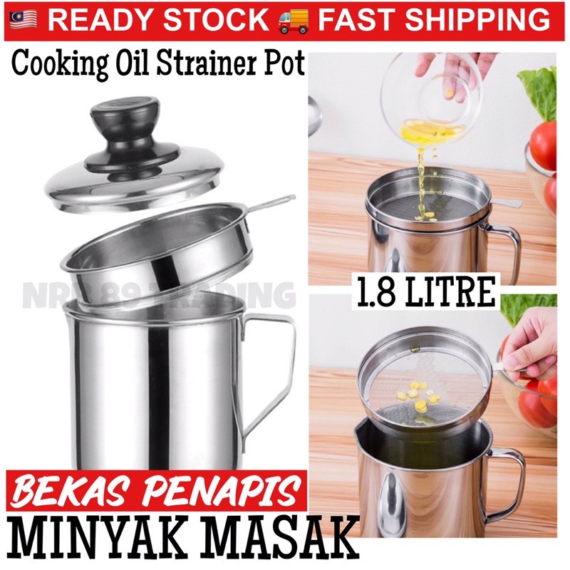 [ Ready Stock ] Bekas Penapis Minyak Masak 1.8 Liter Tahan Karat ...