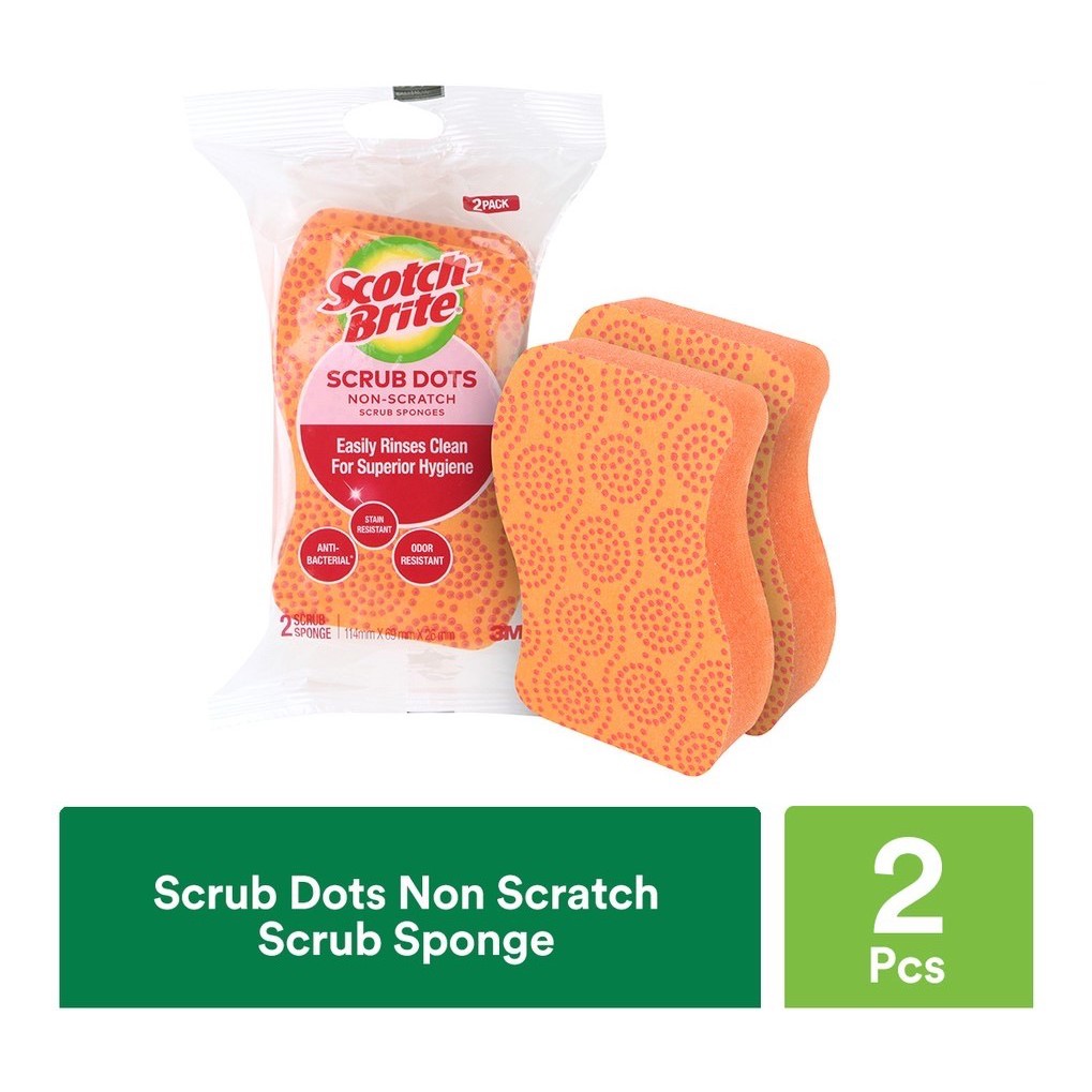 3M Scotch Brite Scrub Dots Non Scratch Scrub Sponge (2 Pcs/Pack ...