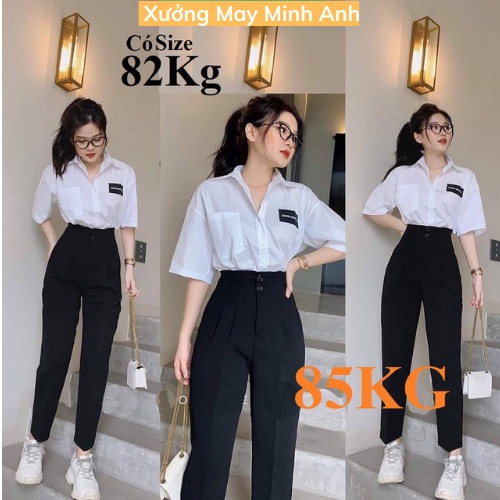 WOMEN'S STUDENT PANTS 2 BUTTONS HIGH WAIST STUDENT BAGGY PANTS WITH BIG ...