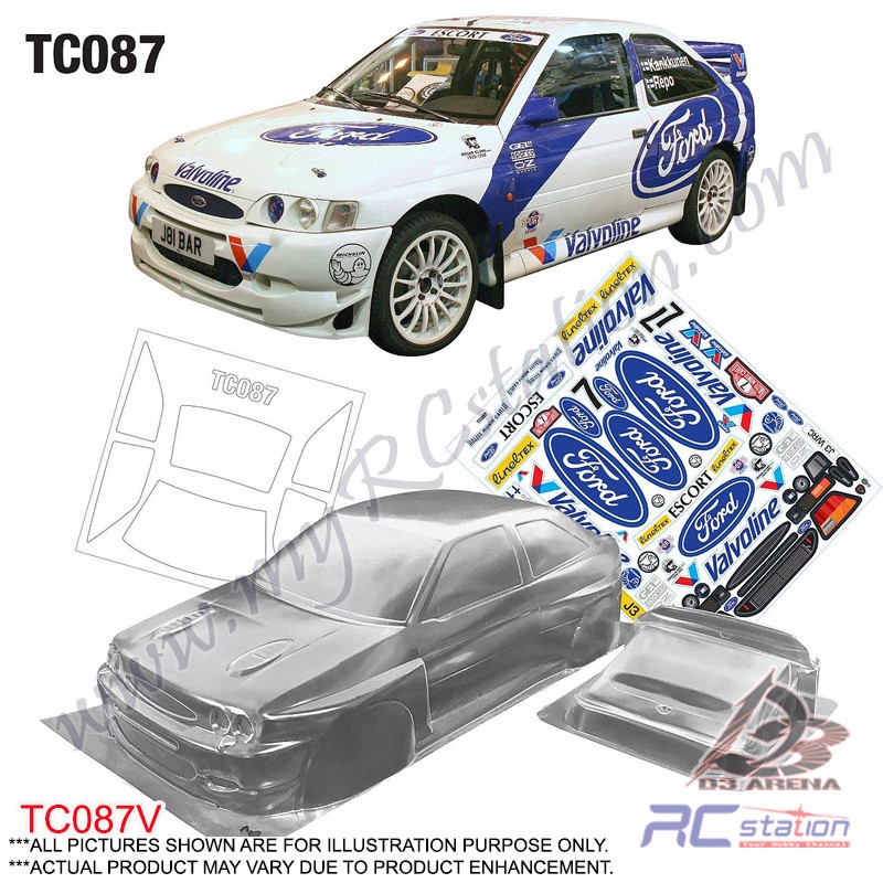 Team C Body Shell 1/10 Clear Body TC087 Ford Escort Cosworth (Width ...