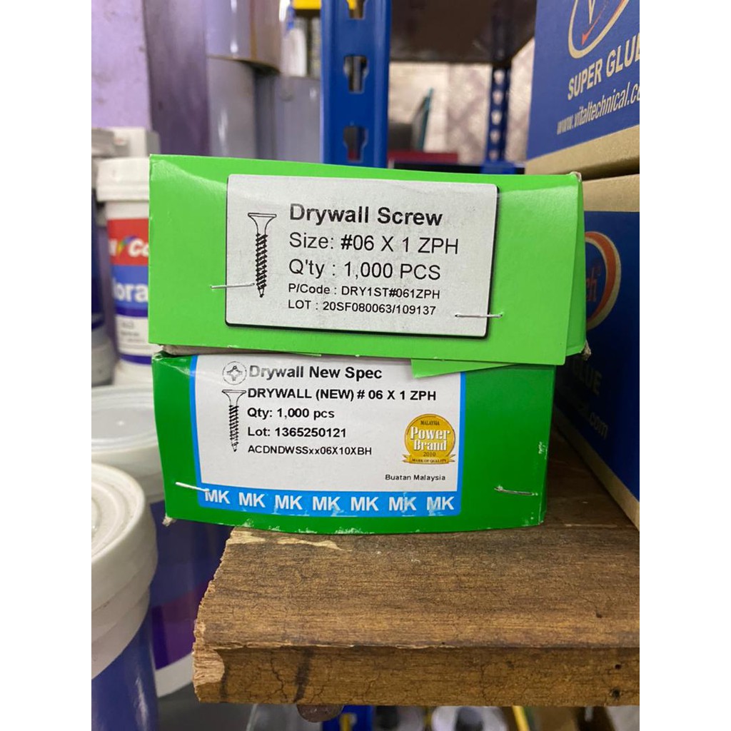 MK DRYWALL SCREW #06X1" 1000PCS PER BOX (SPECIFIC FOR CEILING PLASTER ...