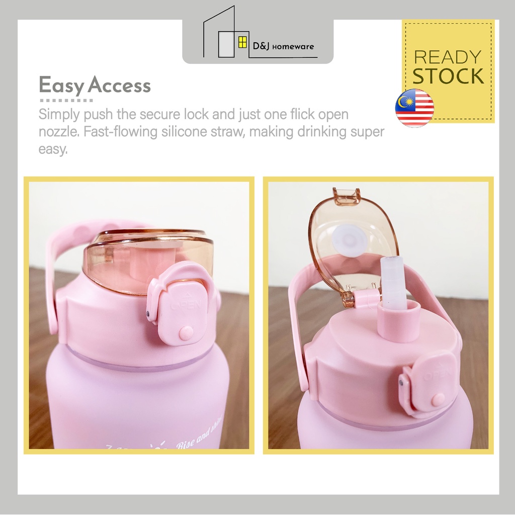 2Litre Gradient Color Water Bottle with Straw / BPA-Free Drinking ...