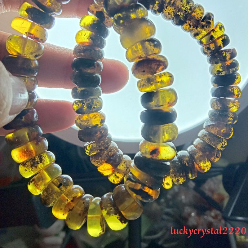 Amber Flower Irregular Shape Type / Round Bead Type / Wheel Bead (with ...