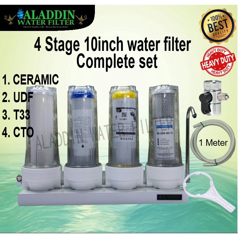4 Stage 10"inch Water Filtration System / Water Filter Complete SET ...
