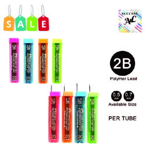 Faber Castell Pencil Lead 2B / Polymer Lead 2B-0.5mm / 0.7mm | Shopee ...