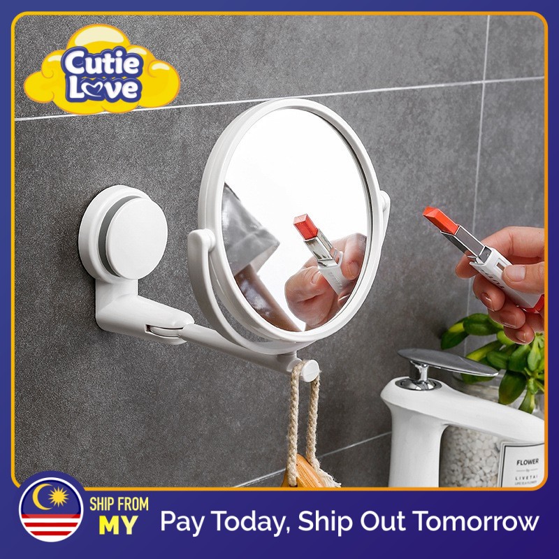 [Ready Stock] Wall Mounted Vanity Mirror With Rotating Folds Bathroom ...