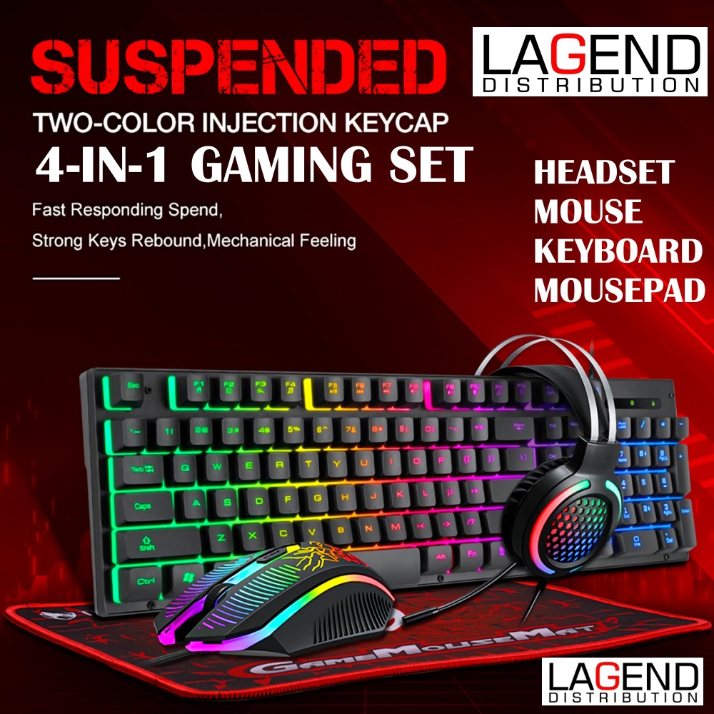 T-WOLF TF400 4-IN1 GAMING COMBO SET (HEADSET, MOUSE, KEYBOARD, GAMING ...