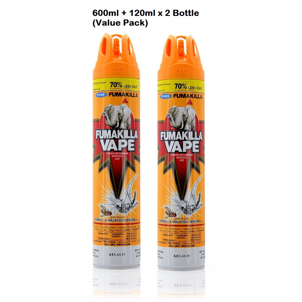 Fumakilla Vape Aerosol (AE)/ Mosquito Killer Value Pack 600ml+120ml (2 ...