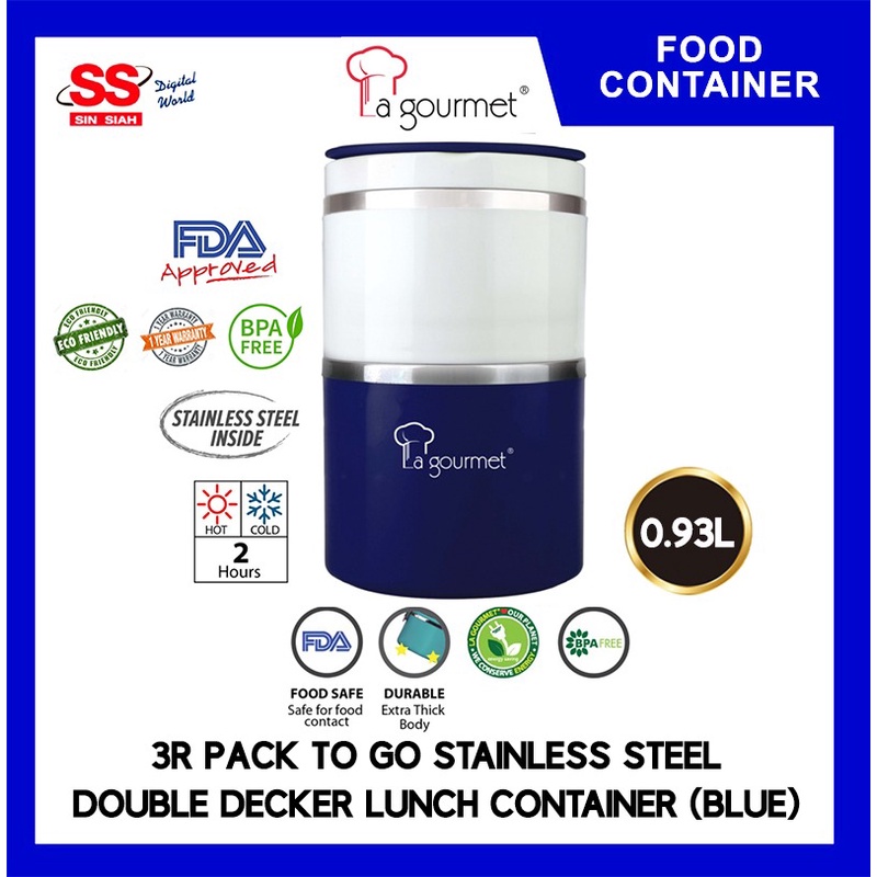 La gourmet 3R Pack to Go 0.93L Stainless Steel Double Decker Lunch ...