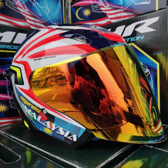 VISOR MHR OF622 COLOUR SIANG MALAM ( FIRE ORANGE / RAINBOW/PURPLE ...