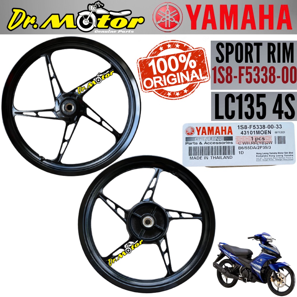 100% ORIGINAL YAMAHA LC135 4S LC 135 (1S8) SPORTRIM CAST WHEEL SPORT RIM RODA TAYAR BLACK BLACK ...