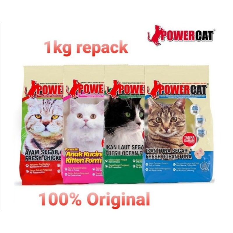 Power Cat Dry Cat Food /SiComot /Ikan Laut/ Tuna/ Ayam/Kitten(Repack ...