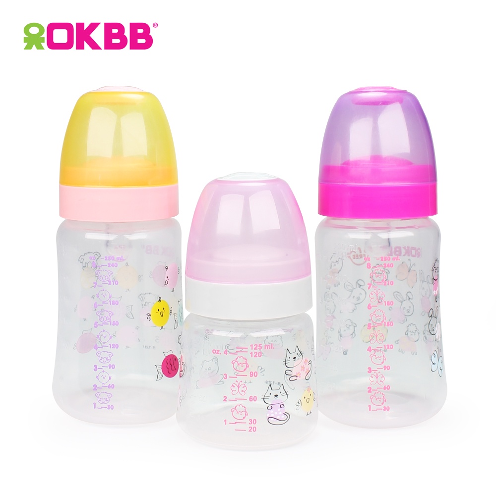 3 IN 1 OKBB Cartoon Wide Neck Triple Pack Feeding Bottle with Wide Neck ...