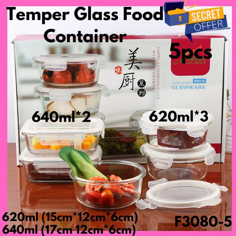 🔥HOT ITEM🔥TEMPER GLASS FOOD CONTAINER, Fresh Keeping Set | Shopee Malaysia