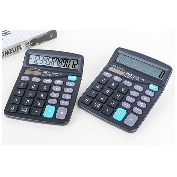 12-Digit Dual Power Handheld Desktop Calculator with Large LCD Display ...