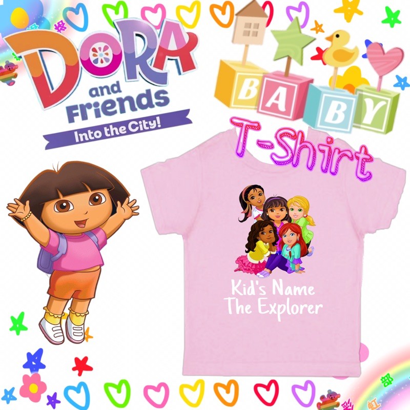 DORA Tshirt baju baby Dora the explorer Add Kid Name Cotton summer ...