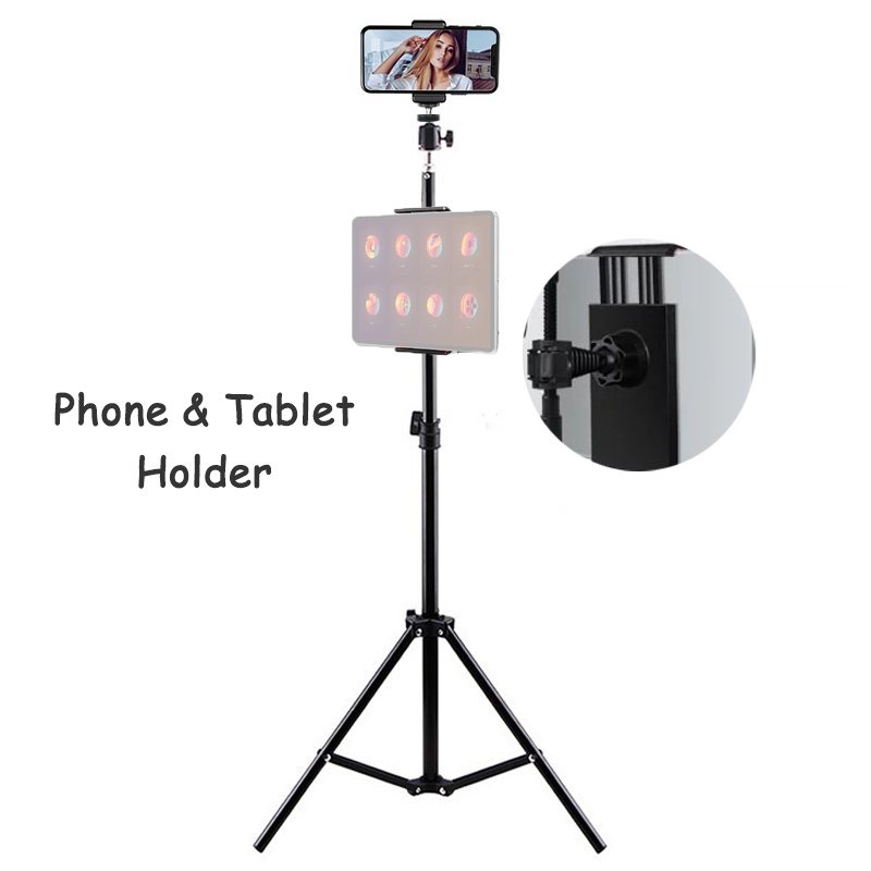 Portable 2-in-1 Phone Stand Tablet Holder Selfie Stick Tripod with ...