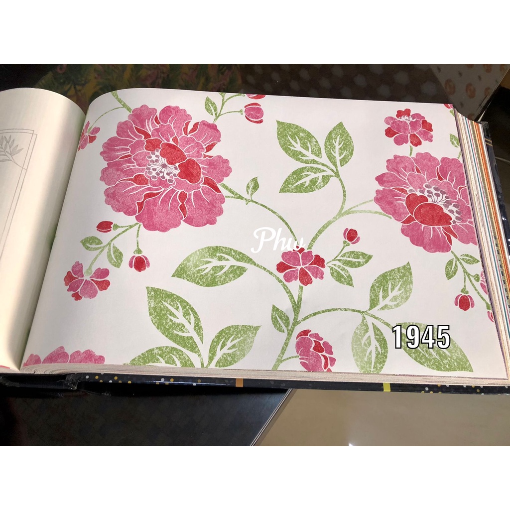 MERAH MAWAR Wall WALLPAPER With Red Blue Rose Flower MOTIF, Plain ...