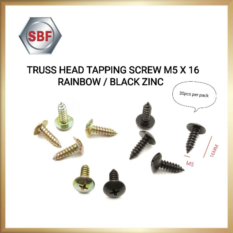 TRUSS HEAD TAPPING SCREW M5 X 16Mm (+) | Shopee Malaysia