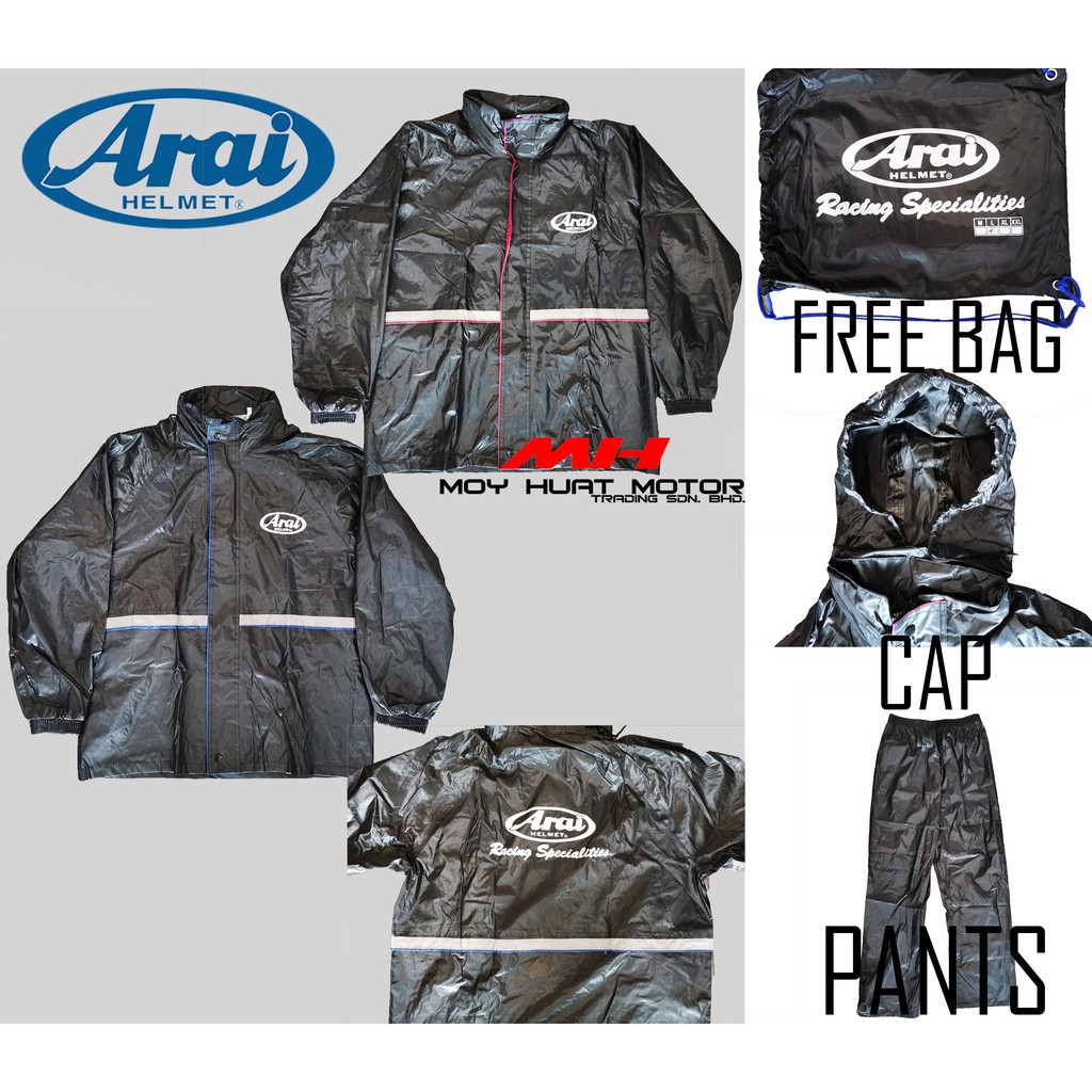 🔥DOUBLE LAYER ARAI RAINCOAT FOR RIDER / RAINCOAT WITH VELCRO+BUTTON+ZIP ...