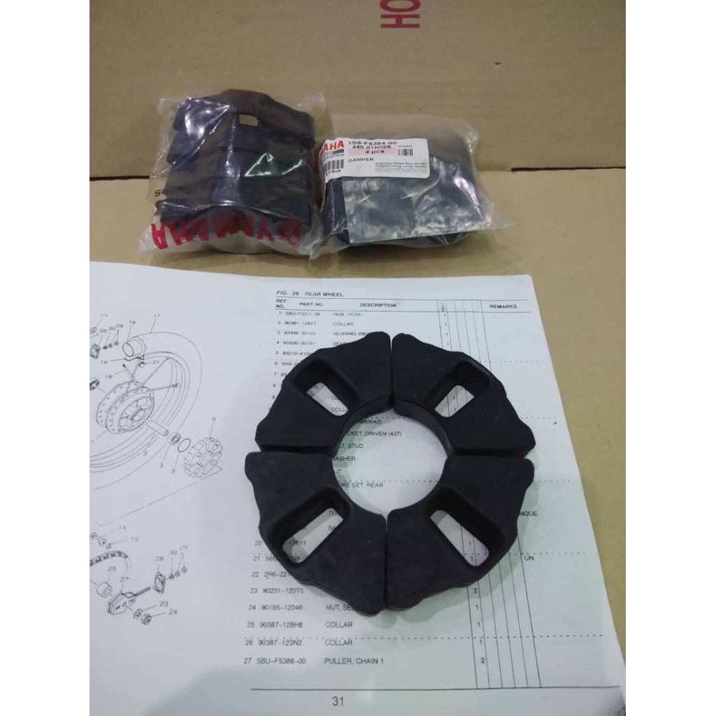 Yamaha 125z, lc, lagenda, ss, damper rubber hub spoket / getah spoket ...
