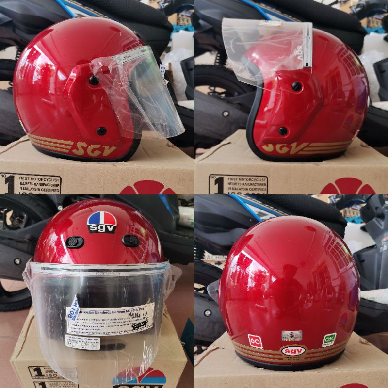 OLD MODEL🥇 HELMET SGV VISOREX LAMA SPECIAL EDITION LIMITED SCOOTER TOPI MOTOR MOTOSIKAL CLASSIC ...