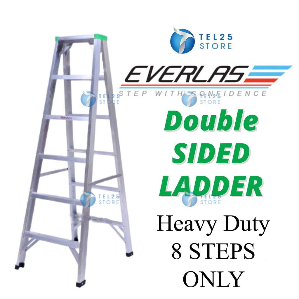 [ 1 UNIT ] 8 STEPS Aluminum Double Sided Ladders Steps Everlas ...
