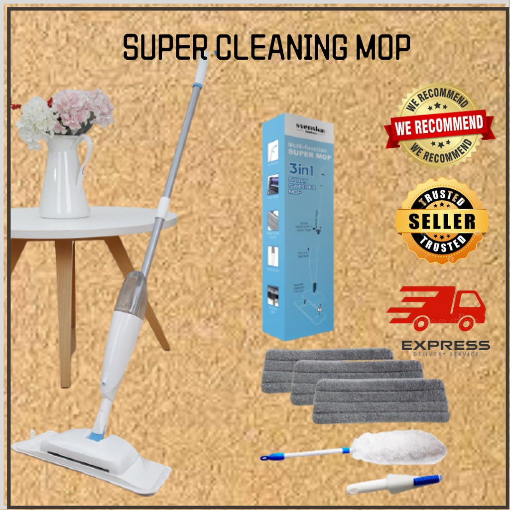 SVENSKA Super Cleaning Mop Sweep Spray Easy Clean 3 In 1 Full Set ...