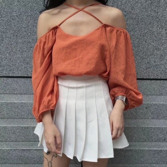 OF006-Orange Off-Shoulder Top | Shopee Malaysia