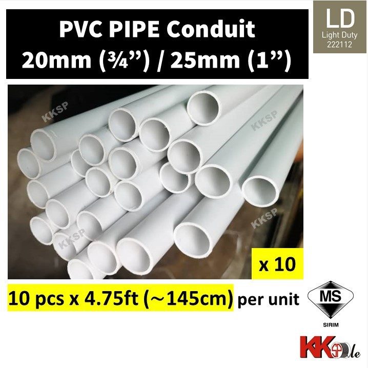 10 pcs x 4.75ft HERO / KANCIL (SIRIM) 20mm / 25mm PVC Pipe HI-Impact ...