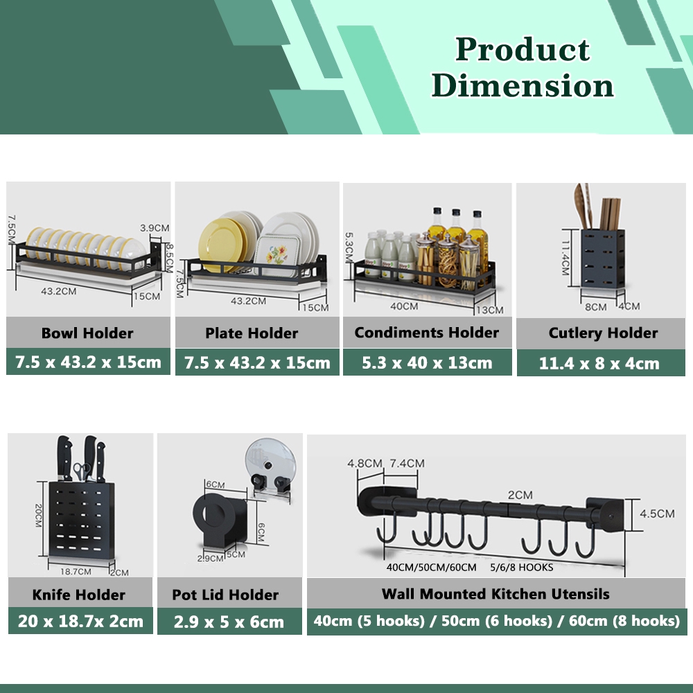 Powder Coated Stainless Steel Wall-Mounted Kitchen Rack Utensils Rack ...