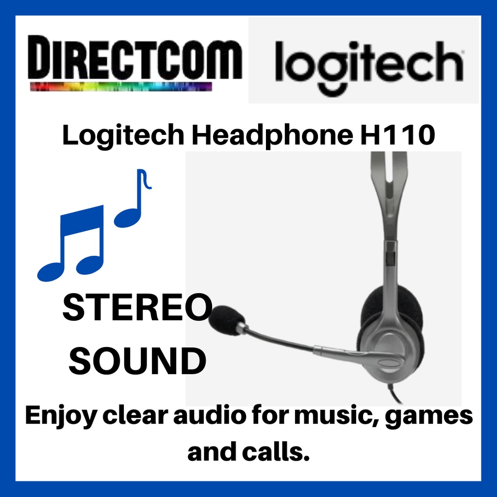 Logitech H110 Wired Stereo Headset with Dual 3.5mm Plugs - Clear stereo ...